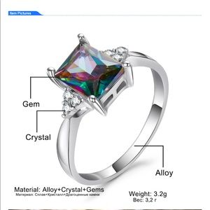 Jewelry | New Blue Cz Cubic Zircon Stone Silver Ring | Poshmark